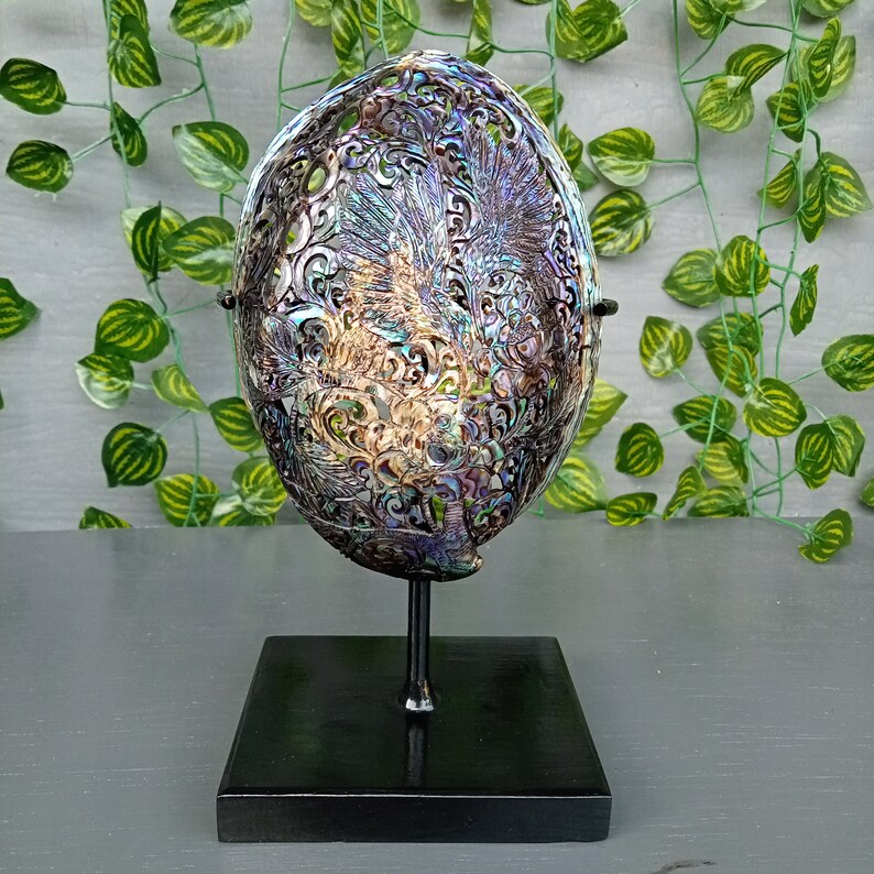 Hand Carved Abalone Shell Hummingbird Themereal and Natural - Etsy