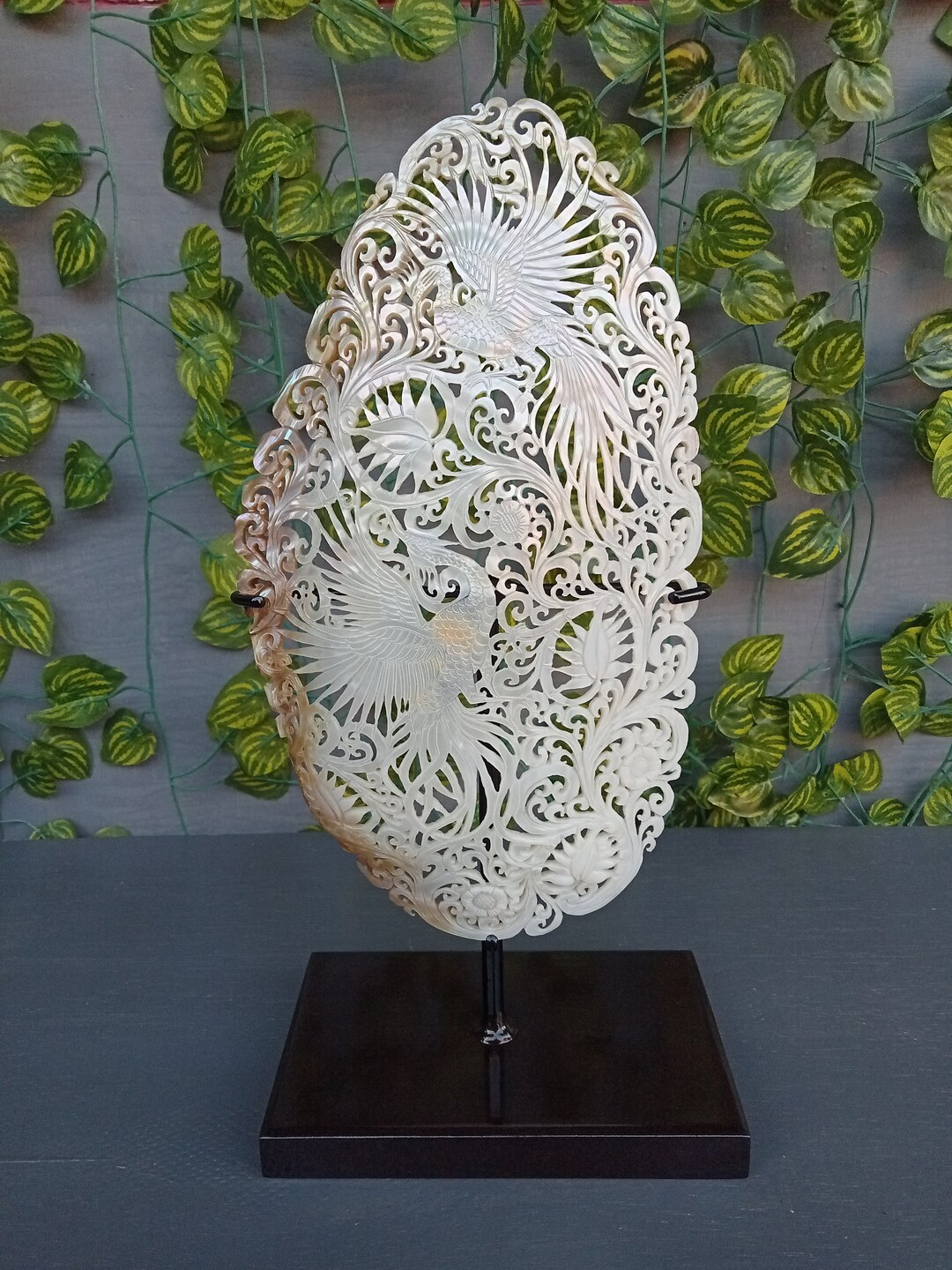 Hand Carved Pearl Mussels Clam Shell XL Size,phoenix Theme,real and ...