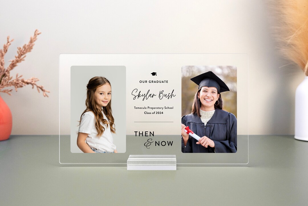 Then and Now Graduation Plaque • New Graduation Gift • Class of 2024 ...