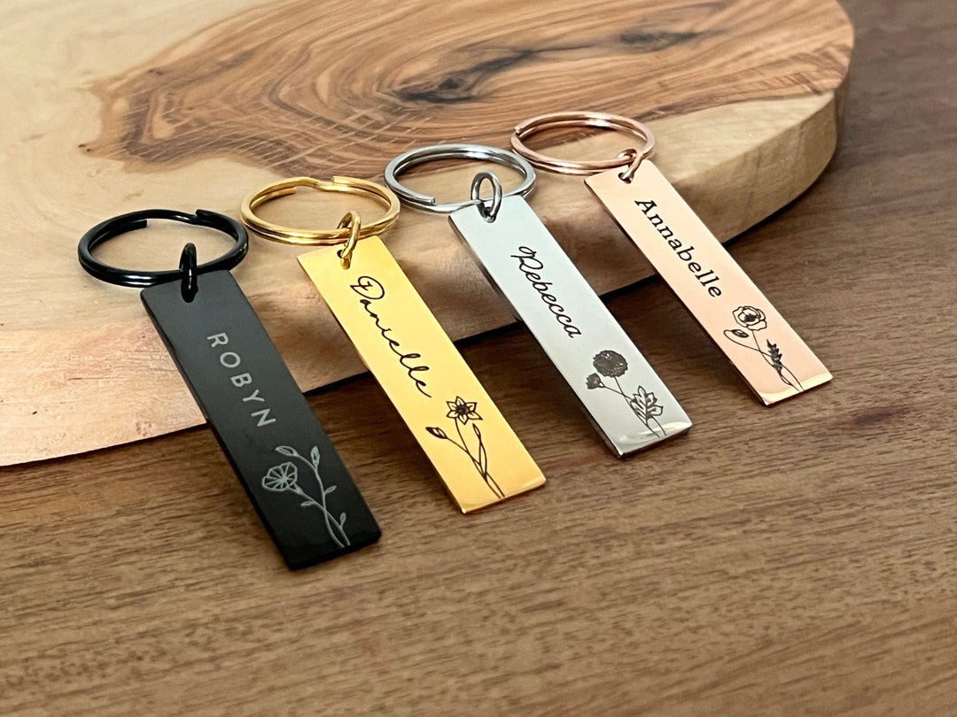 Personalized Birth Flower Keychain • Custom Keychain • Gift for Her ...