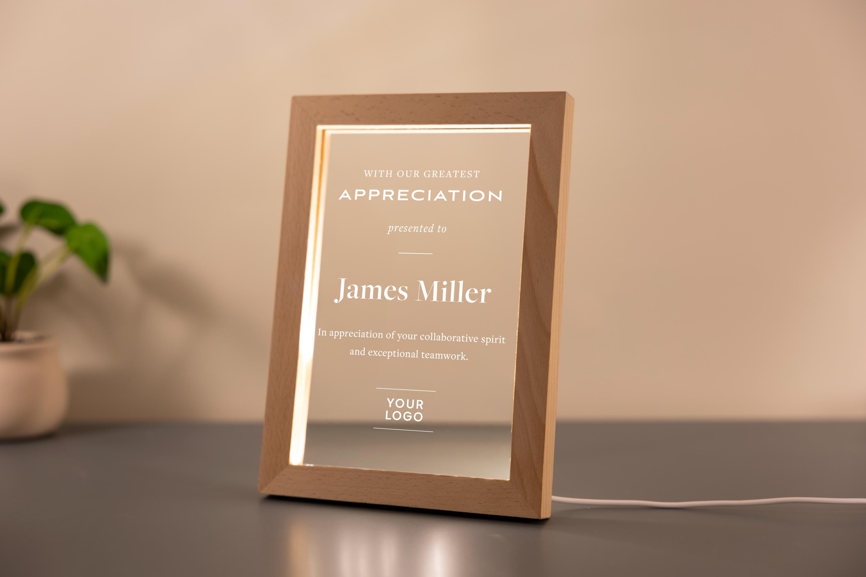 Personalized LED Award Plaque – Custom Employee Recognition Gift ...