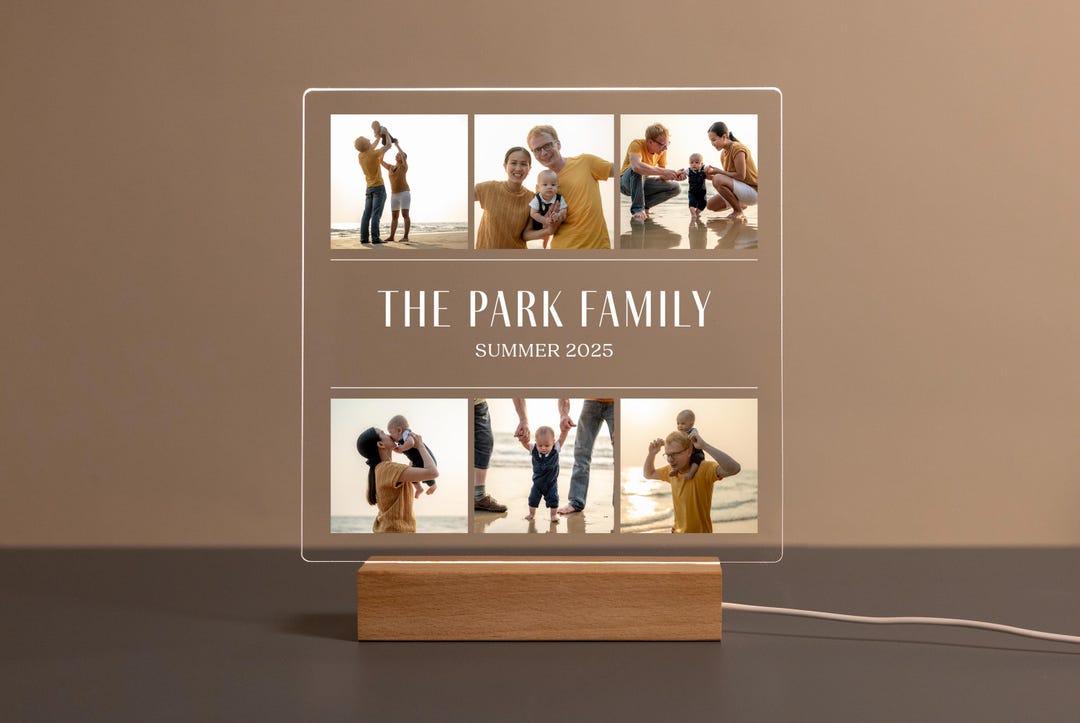 Personalized Photo Collage LED Plaque: Modern Family Keepsake - Etsy