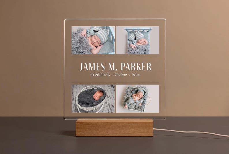 Personalized Photo Collage LED Plaque: Modern Family Keepsake - Etsy