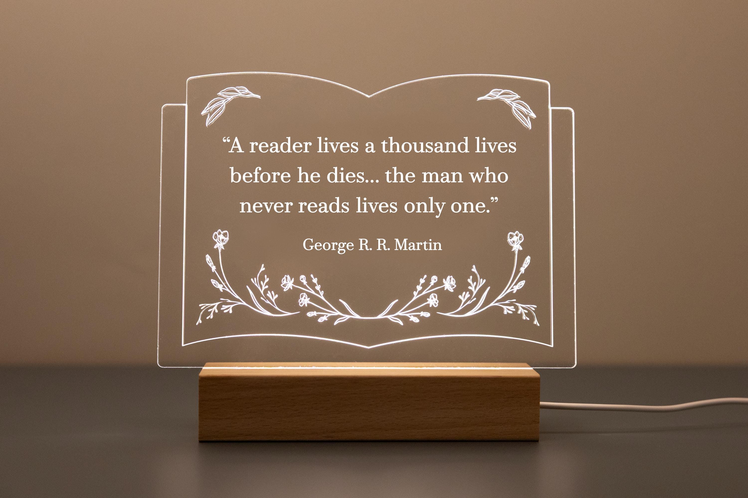 Personalized Book Quote Night Light – LED Acrylic Lamp With Wooden Base ...