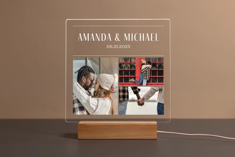 Personalized Photo Collage LED Plaque: Modern Family Keepsake - Etsy
