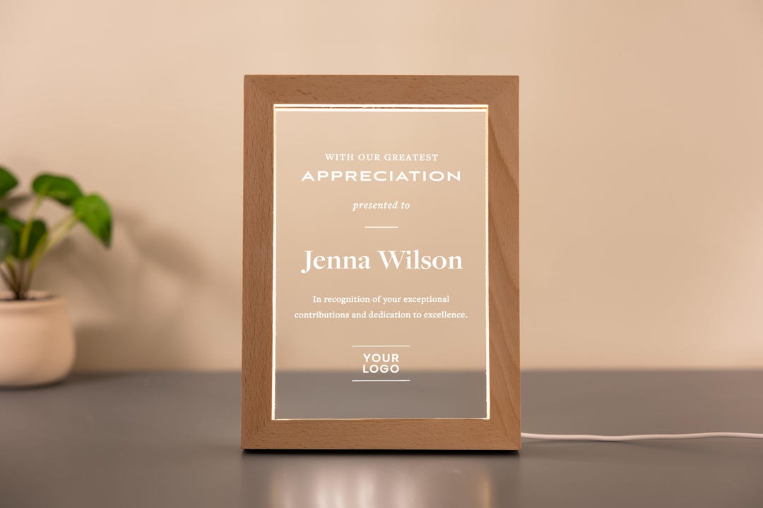 Personalized LED Award Plaque – Custom Employee Recognition Gift ...