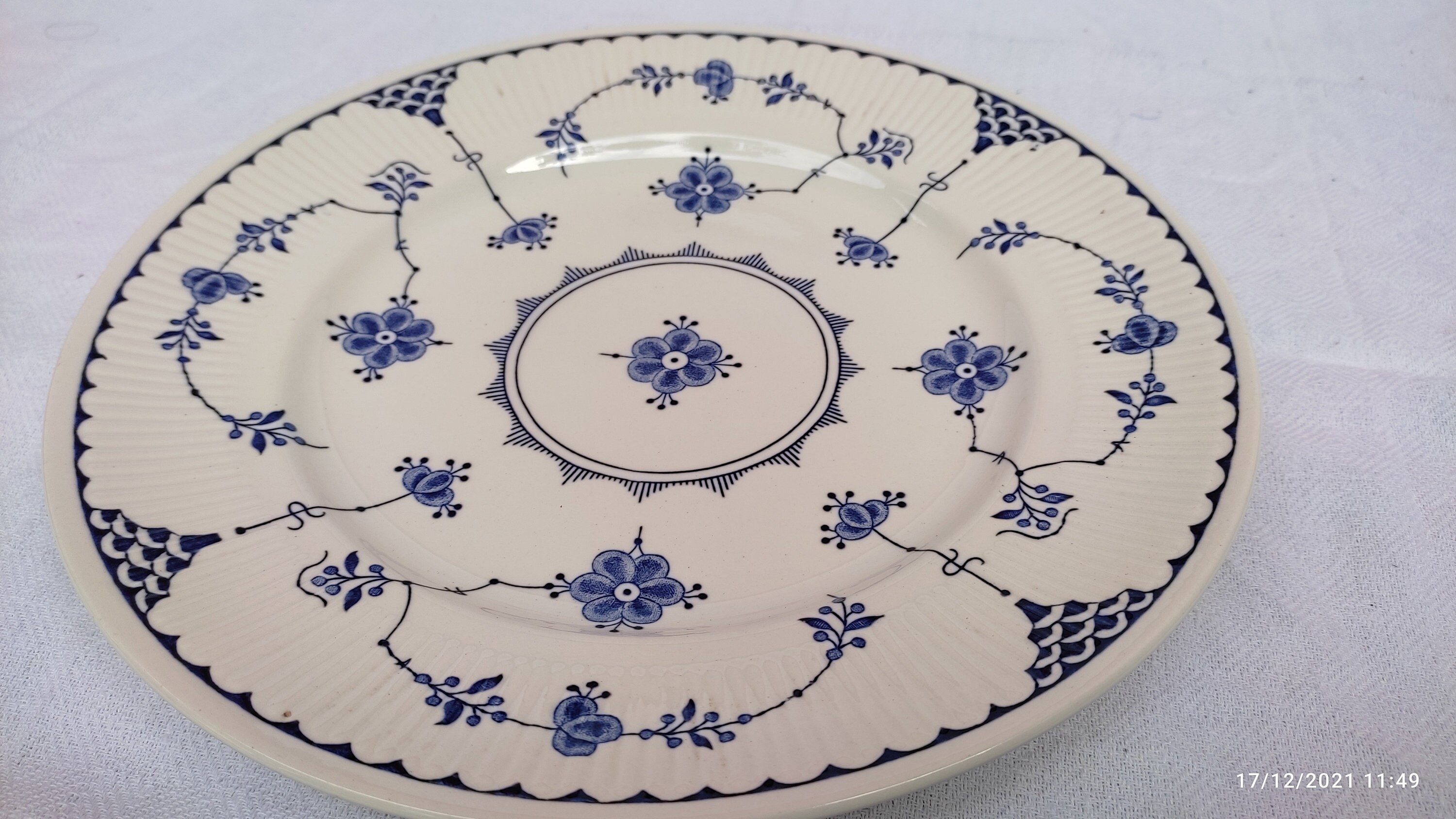3 Furnivals Denmark Pattern White Blue Dinner Plates Rare Unique ...
