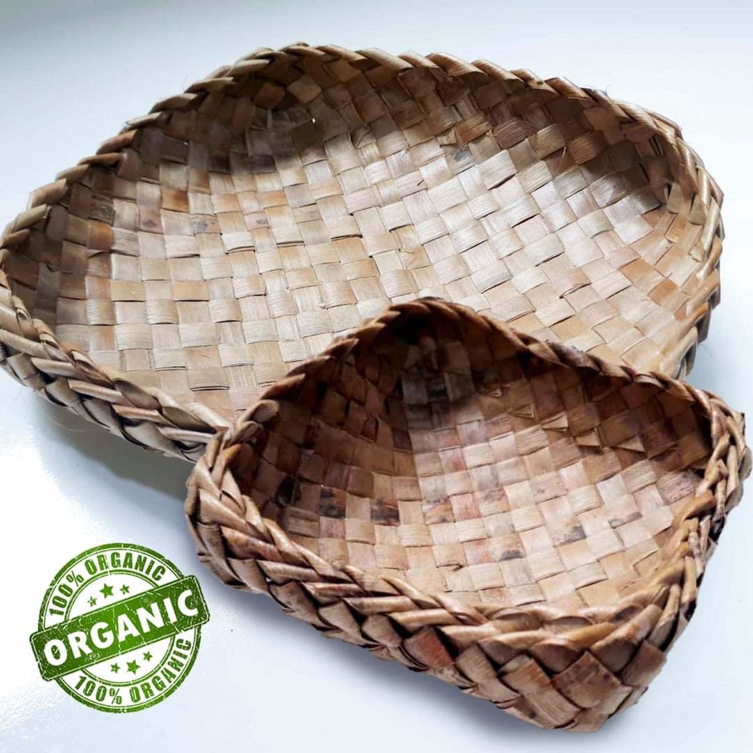 Handmade Natural Leaves Basket | Dried Coconut Leaf Basket |organic Bin ...