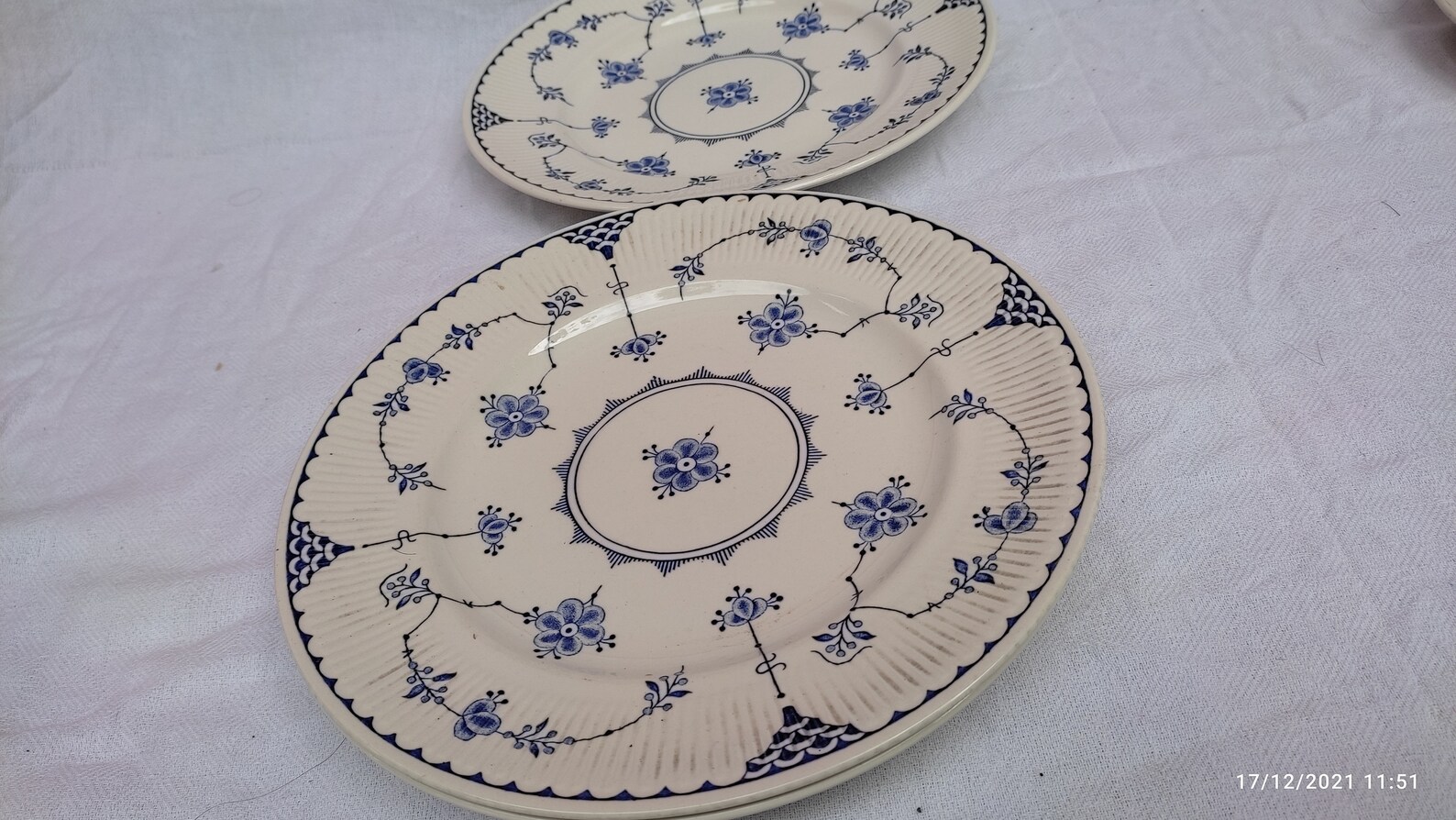 3 Furnivals Denmark Pattern White Blue Dinner Plates Rare - Etsy