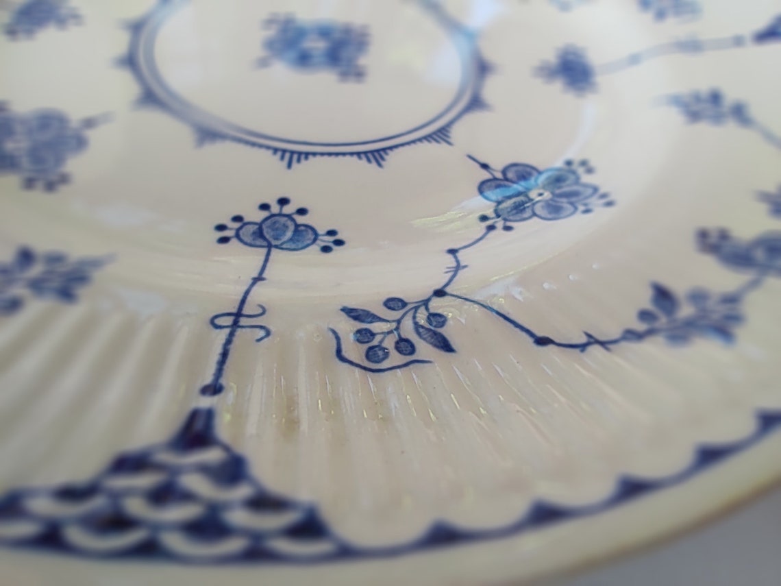 3 Furnivals Denmark Pattern White Blue Dinner Plates Rare Unique ...
