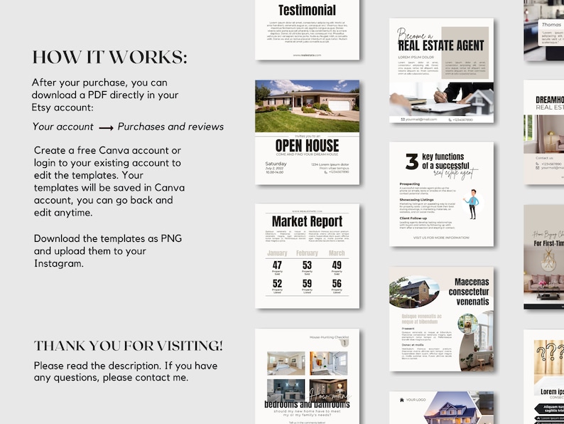 100 Real Estate Instagram Template, Real Estate Marketing, Canva ...