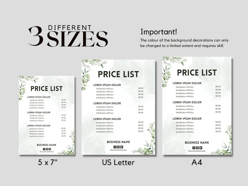 Printable Price List & Scan to Pay Template (editable in Canva) - Etsy