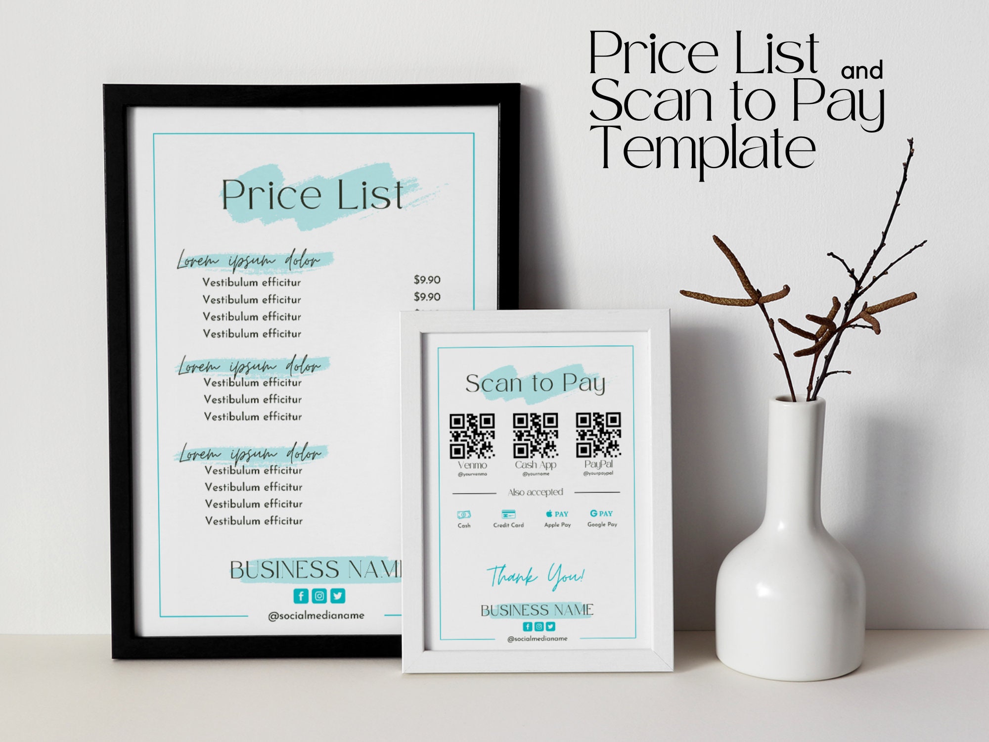 Printable Price List and Scan to Pay Payment Sign QR Code - Etsy