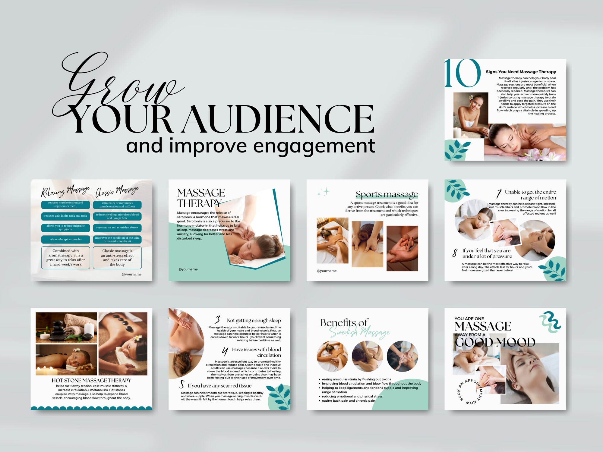 Massage Therapist Facebook Post Templates: 150 Canva Designs - Etsy