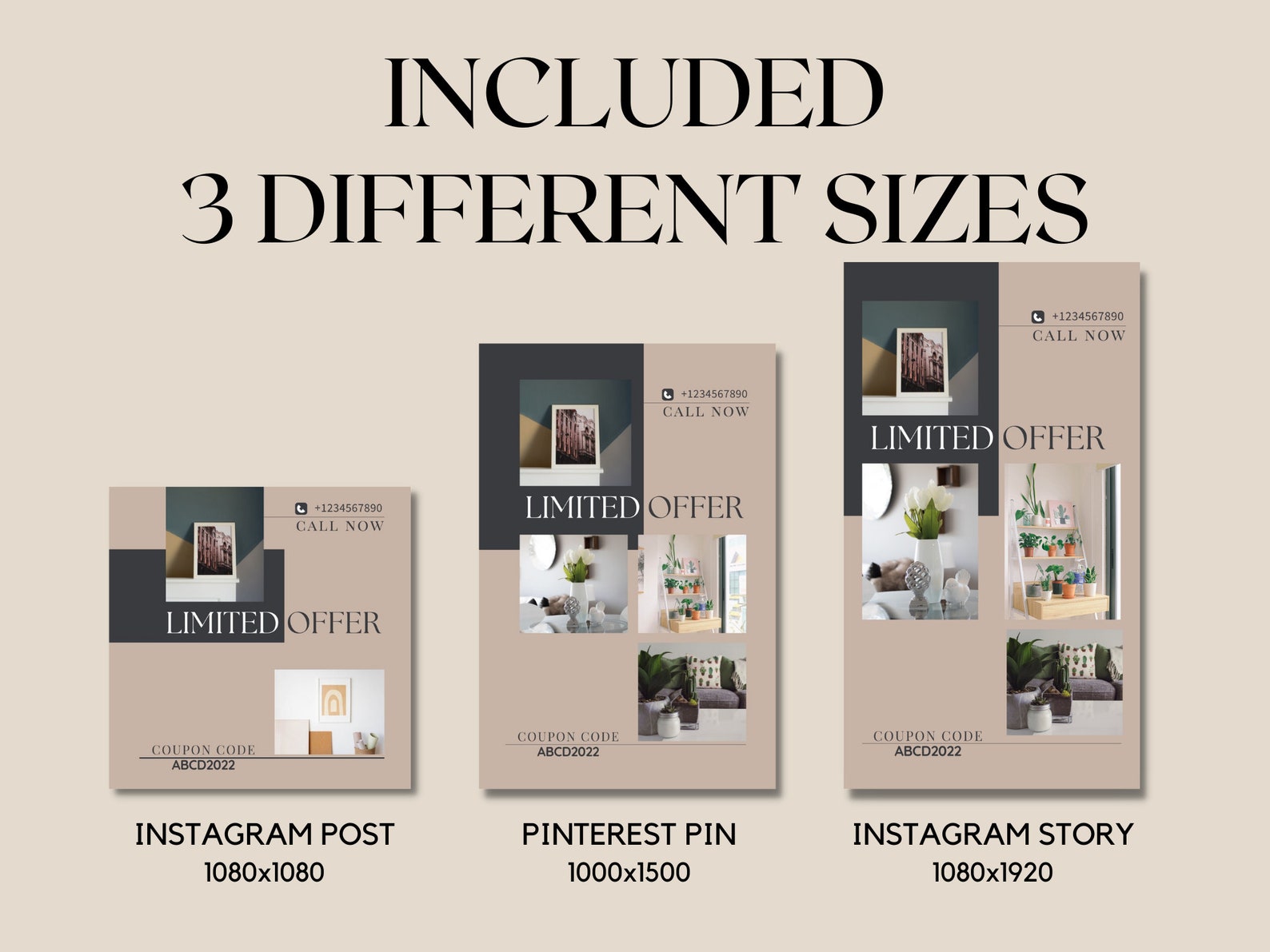 Instagram Template, Editable Canva Template, Social Media Home Decor ...
