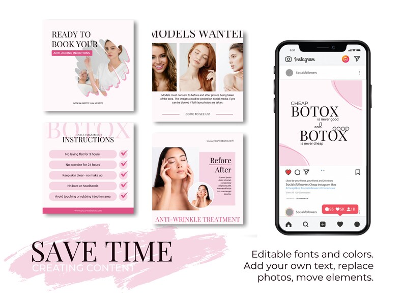 Botox and Filler Instagram Template, Nurse Injector Templates, Canva ...