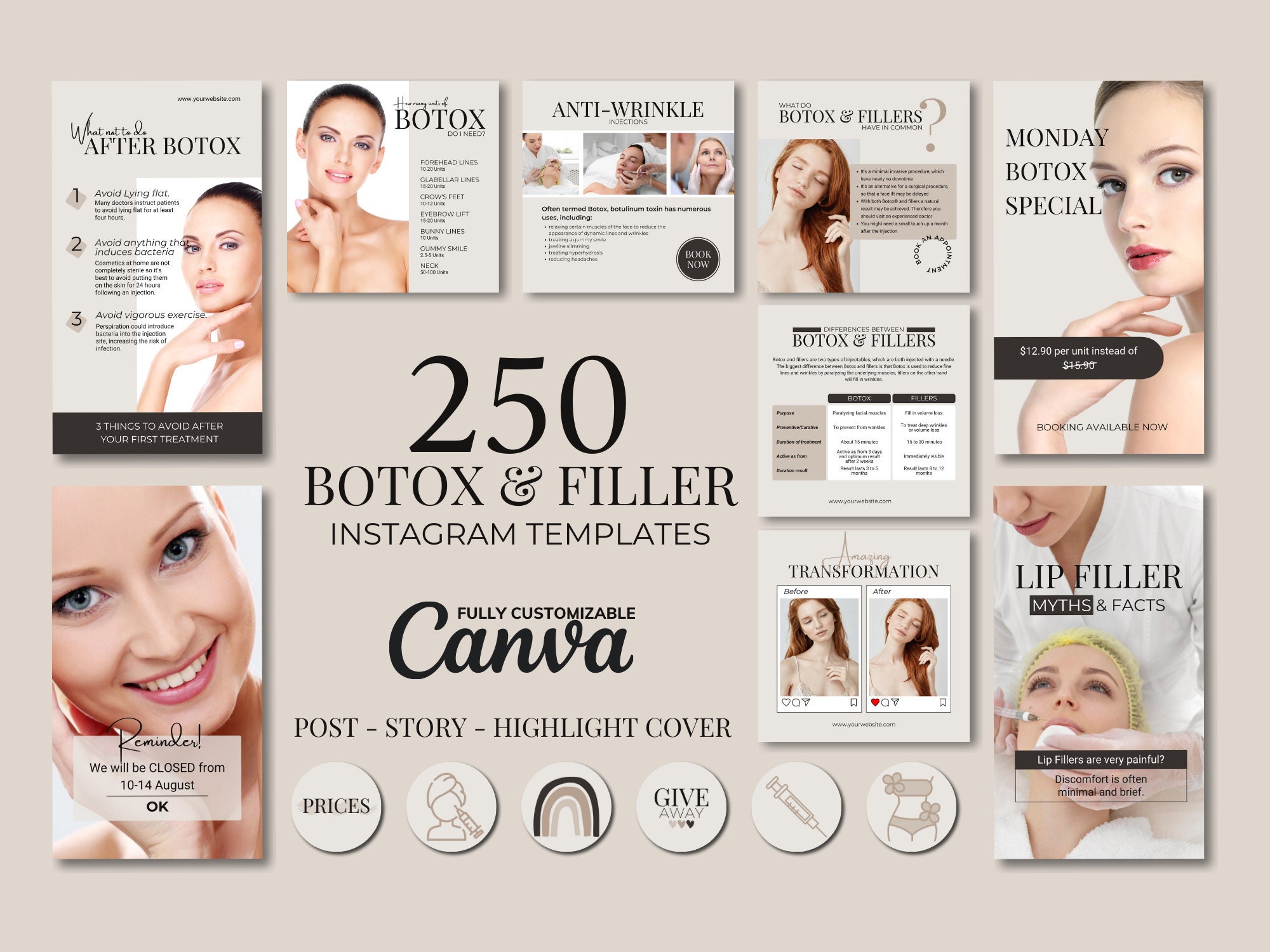 Botox and Filler Instagram Template, Nurse Injector Templates, Canva ...