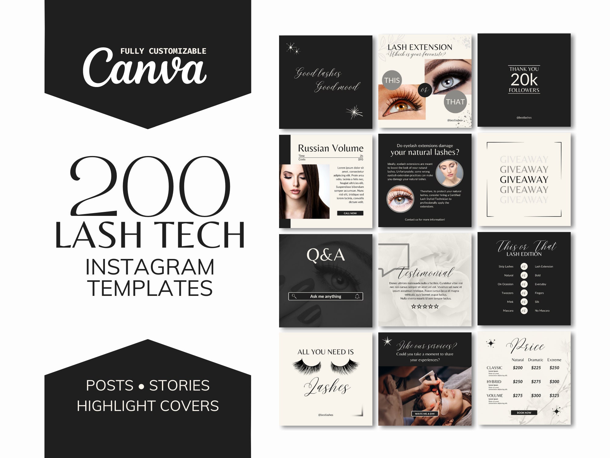 Lash Tech Instagram Template Lash Artist Template Lash - Etsy