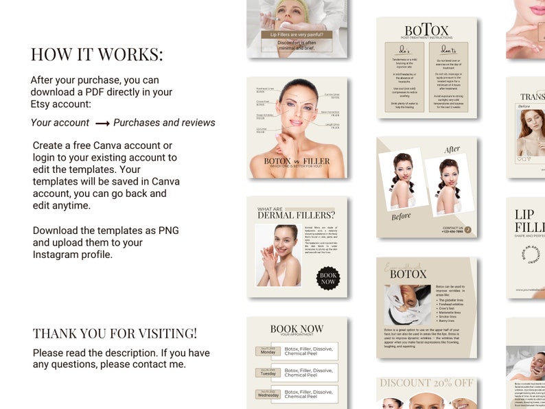 Botox and Filler Instagram Template Nurse Injector Templates - Etsy