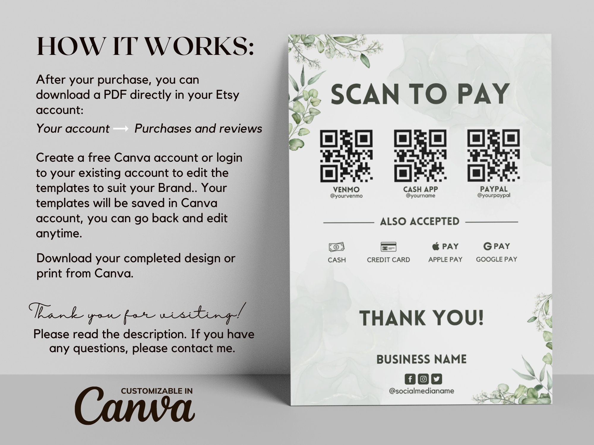 Printable Price List and Scan to Pay, Payment Sign, QR Code Sign ...