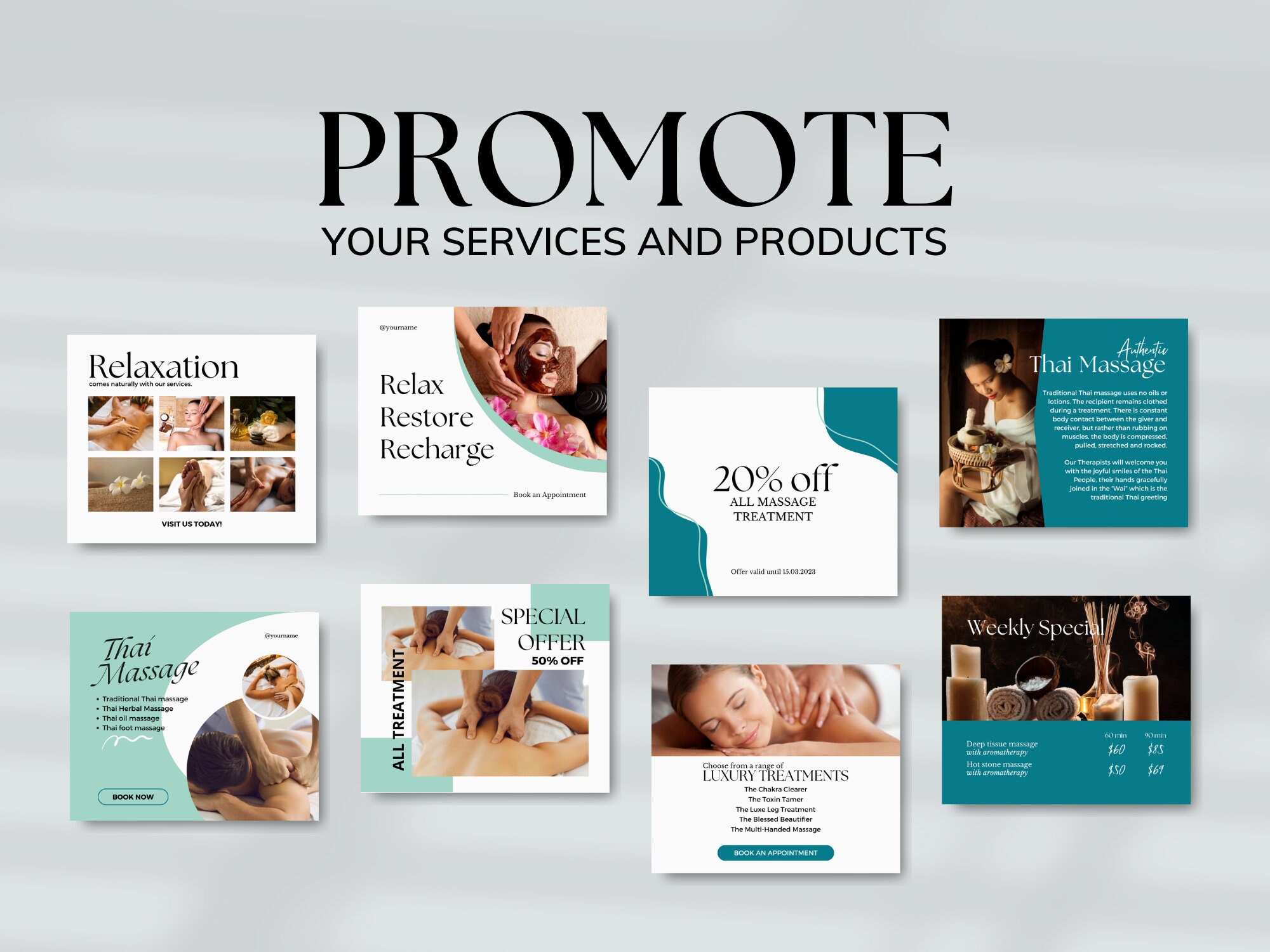 Massage Therapist Facebook Post Templates: 150 Canva Designs - Etsy