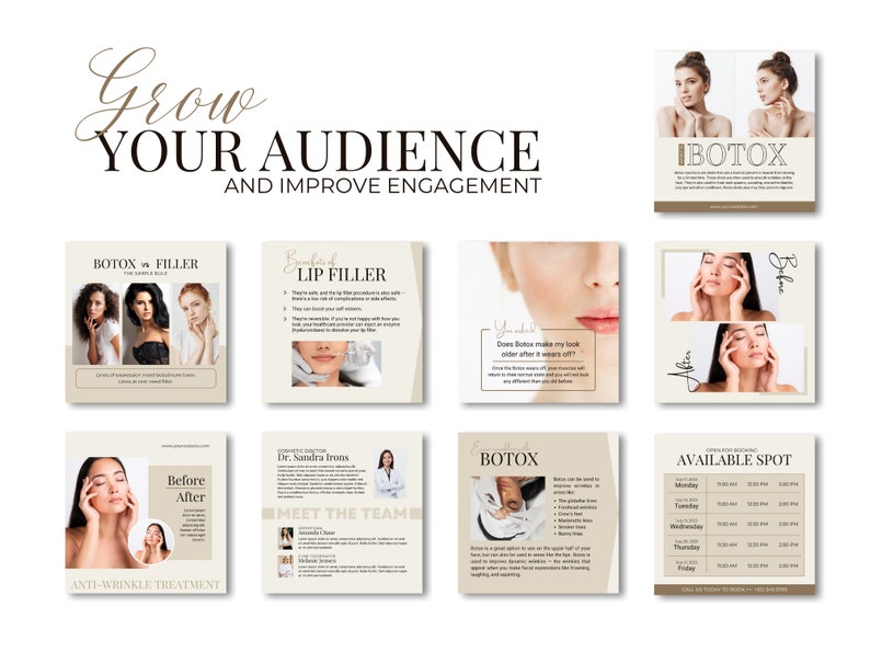 Botox & Filler Instagram Templates: 130 Medspa Canva Posts (PDF) - Etsy