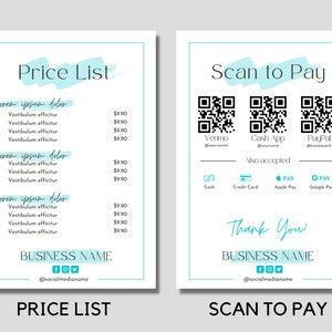 Printable Price List and Scan to Pay Payment Sign QR Code - Etsy