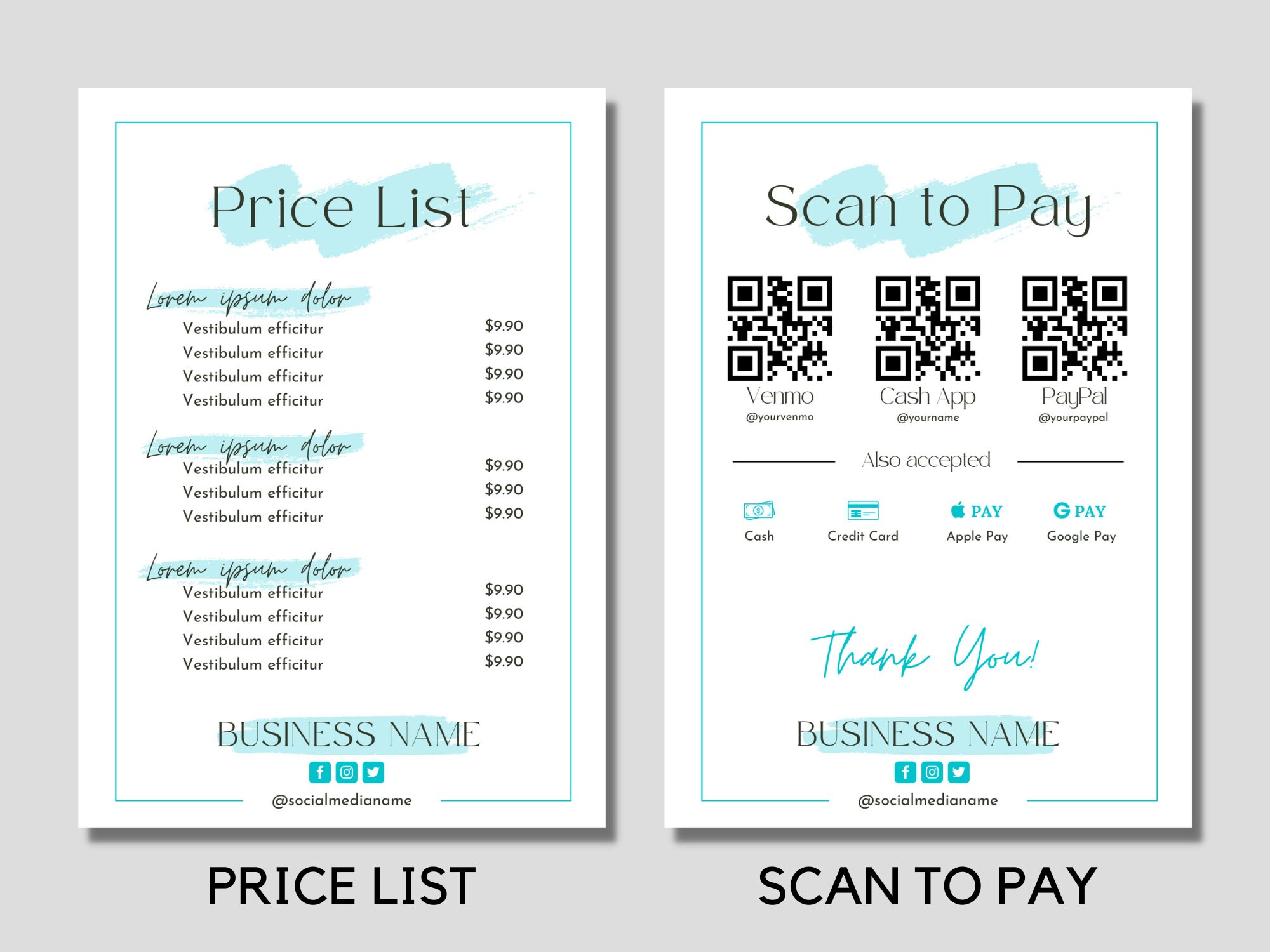 Printable Price List and Scan to Pay Payment Sign QR Code - Etsy