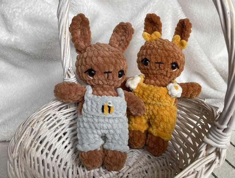 Bunny in Overalls Crochet PDF PATTERN - Low Sew Crochet Pattern - Bunny ...