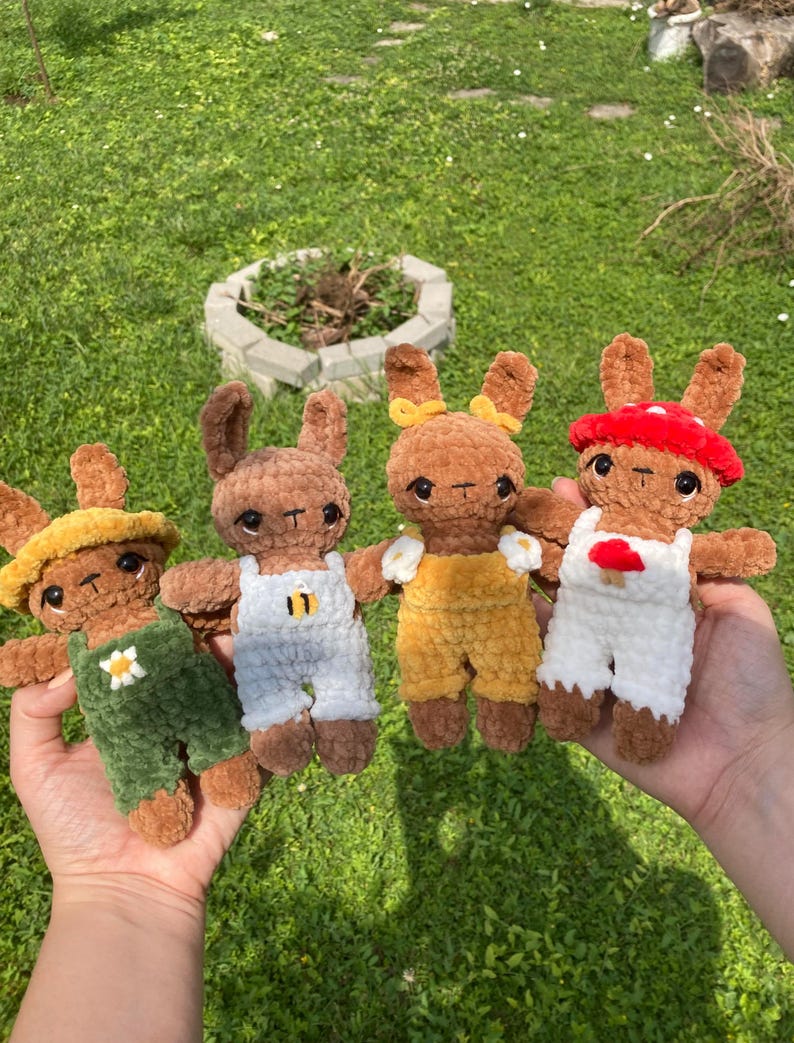 Bunny in Overalls Crochet PDF PATTERN - Low Sew Crochet Pattern - Bunny ...