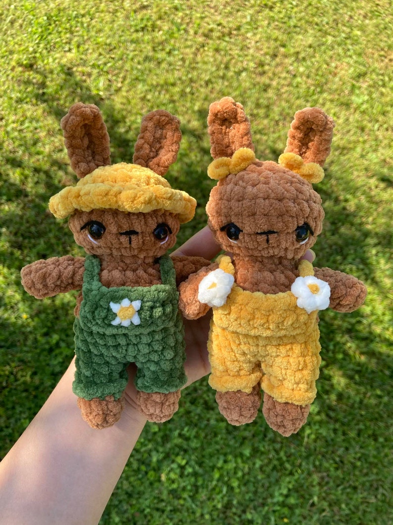 Bunny in Overalls Crochet PDF PATTERN - Low Sew Crochet Pattern - Bunny ...