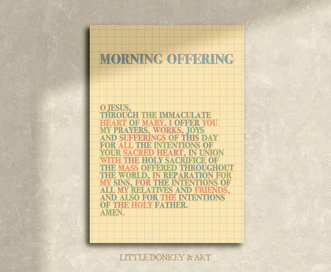 PRAYER / Morning Offering / Catholic Prayer / Digital Downloads - Etsy