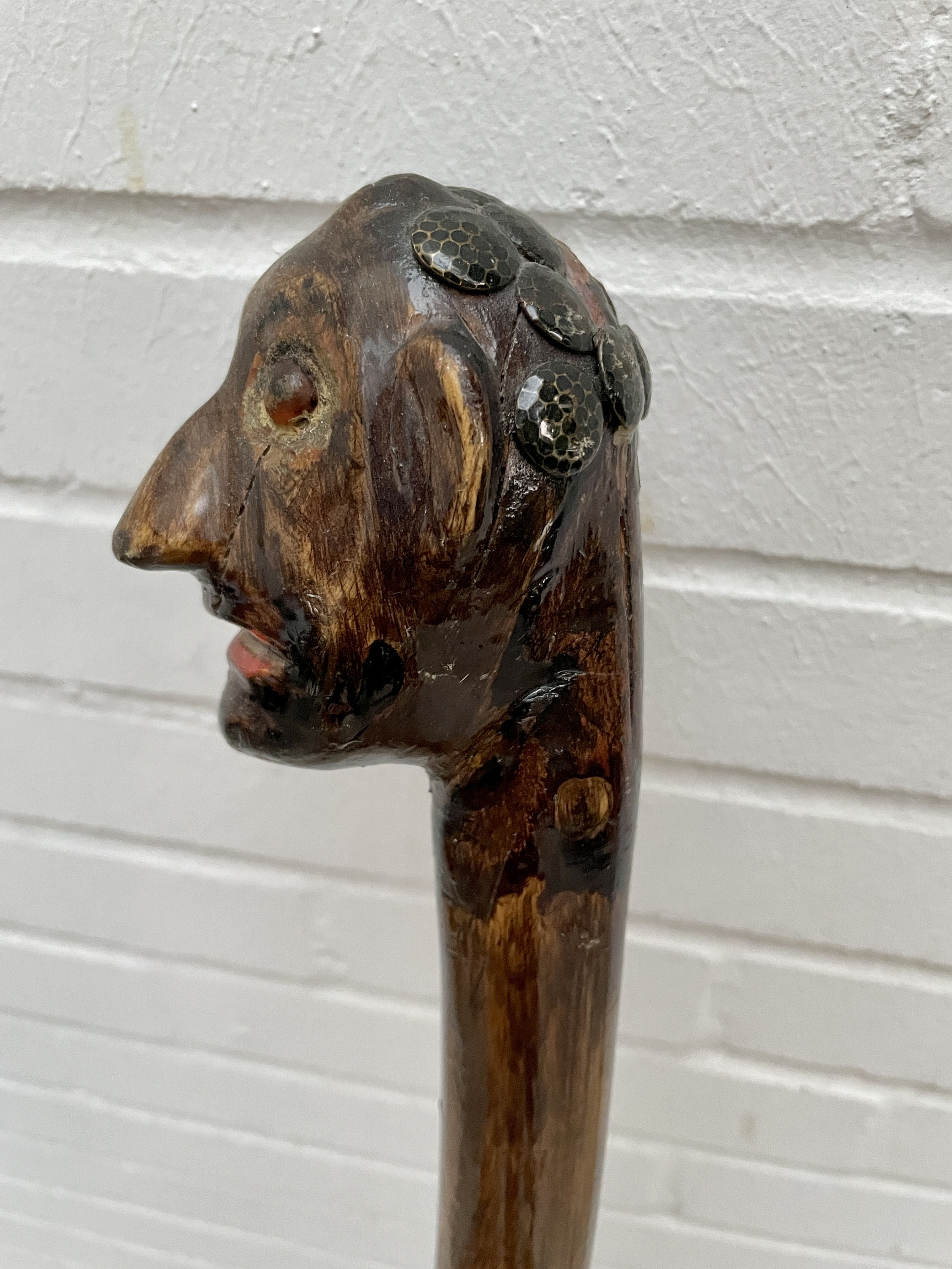 Folk Art Cane, Handmade Cane, Carved Figurine, Magic Cane, Human Head ...