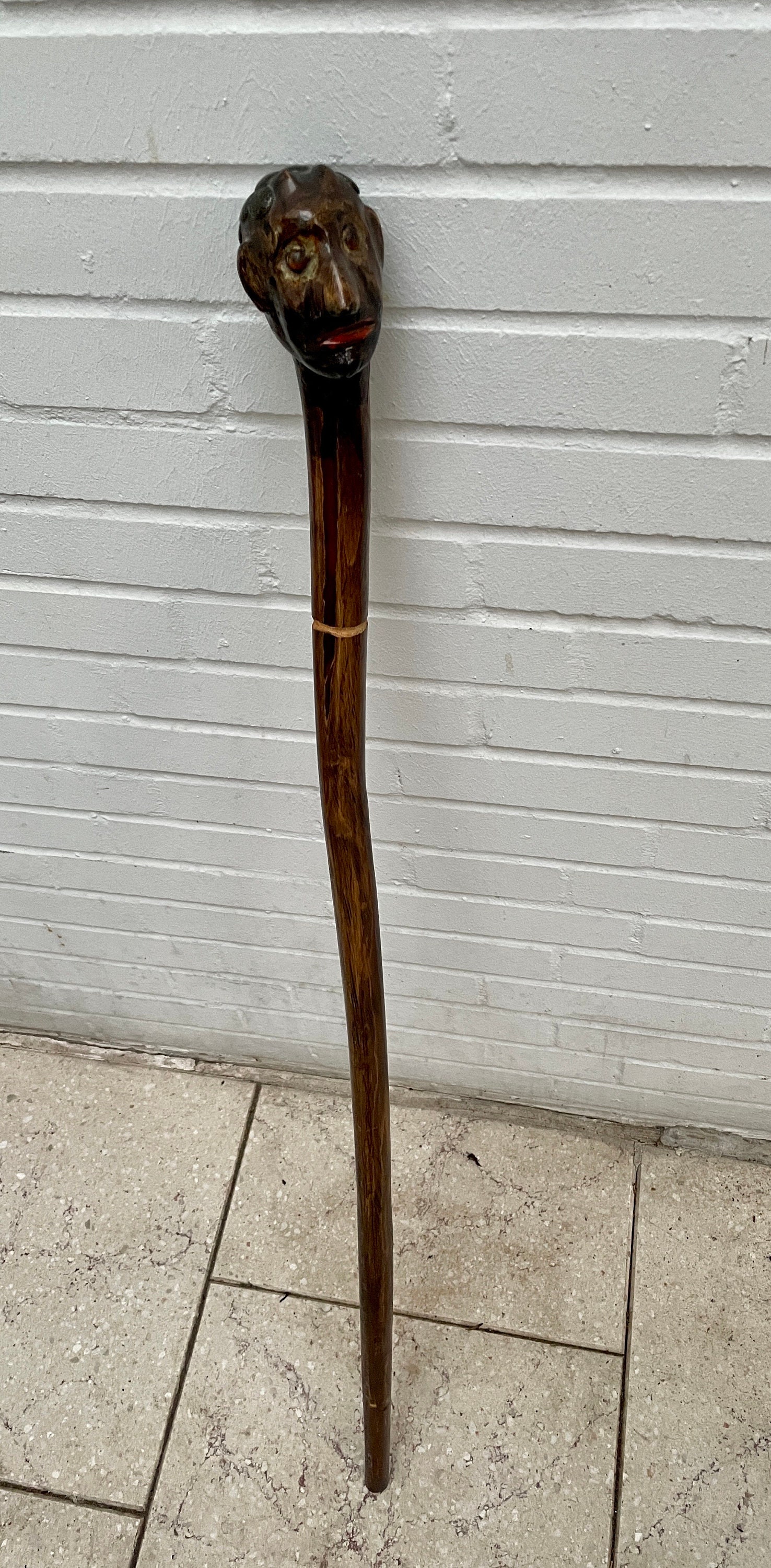 Folk Art Cane, Handmade Cane, Carved Figurine, Magic Cane, Human Head ...