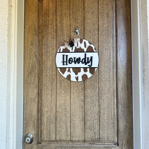 Cow Print Round Door Hanger, Round Front Door Sign, Hand Painted Cow ...
