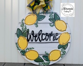 Welcome Lemon Door Hanger for Front Door Lemon Door Hanger - Etsy