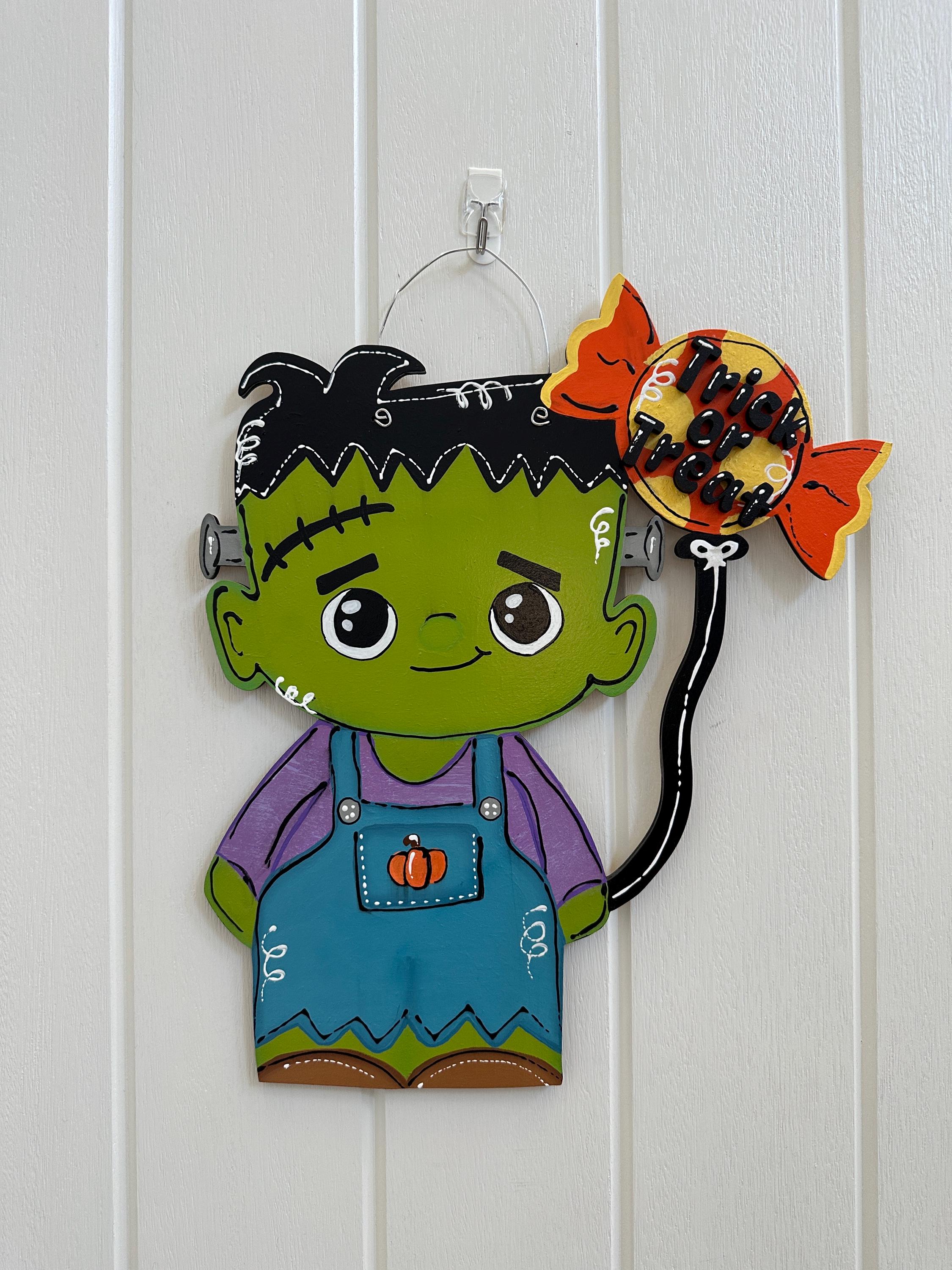 Frankenstein Door Hanger, Cute Frankenstein Door Sign, Frankenstein ...