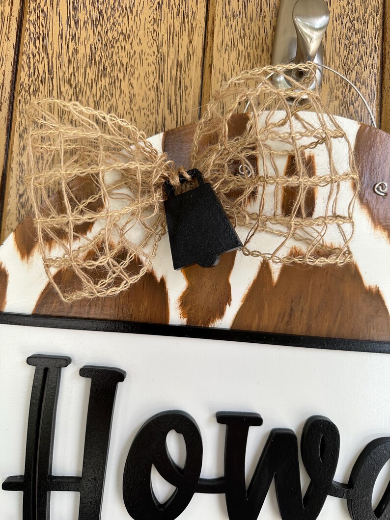 Cow Print Round Door Hanger, Round Front Door Sign, Hand Painted Cow ...