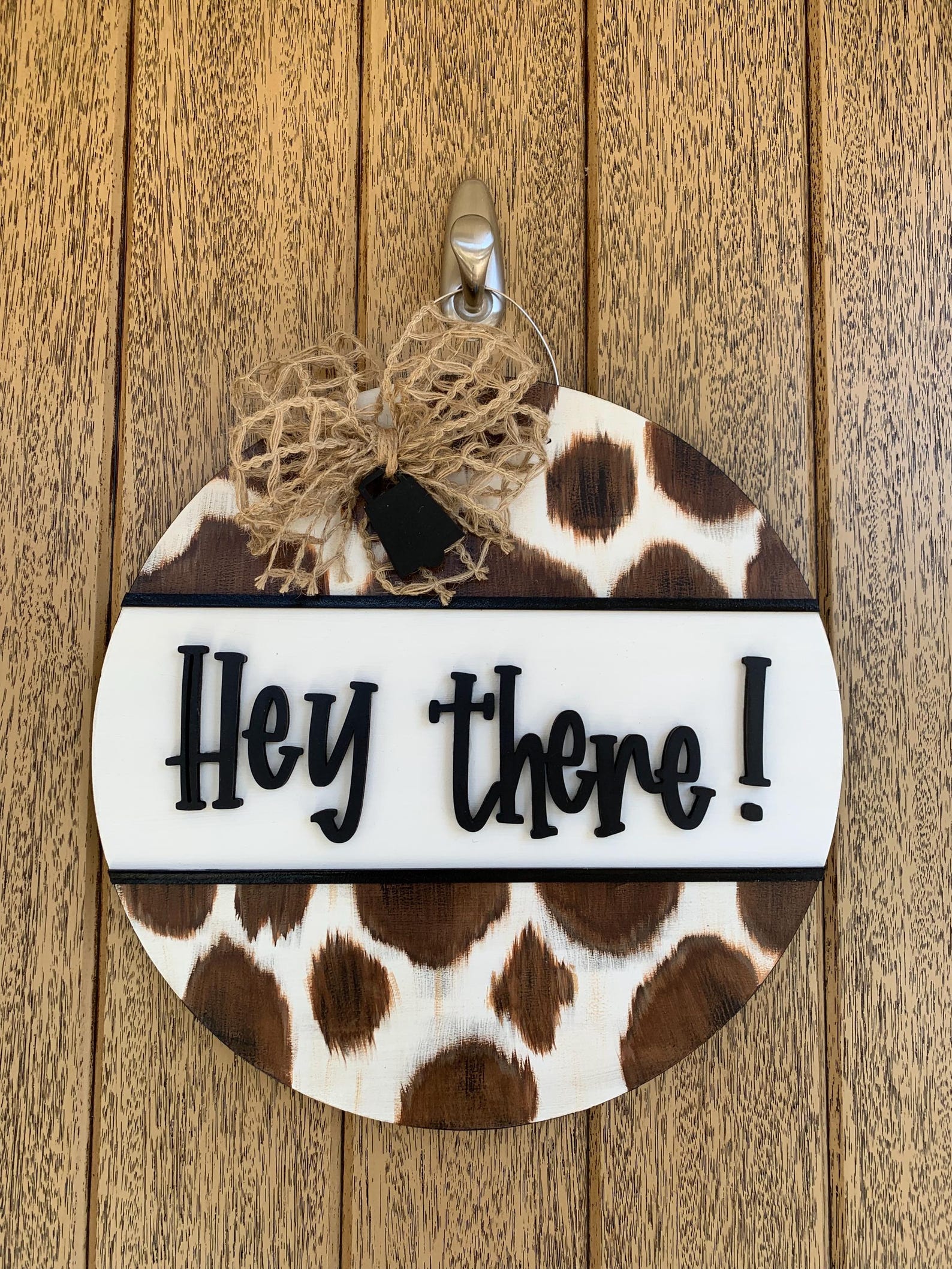 Cow Print Round Door Hanger, Round Front Door Sign, Hand Painted Cow ...