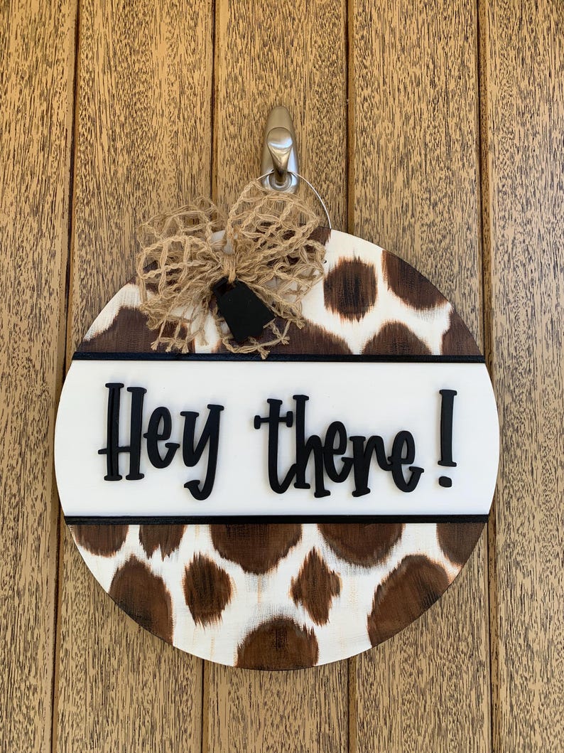 Cow Print Round Door Hanger, Round Front Door Sign, Hand Painted Cow ...