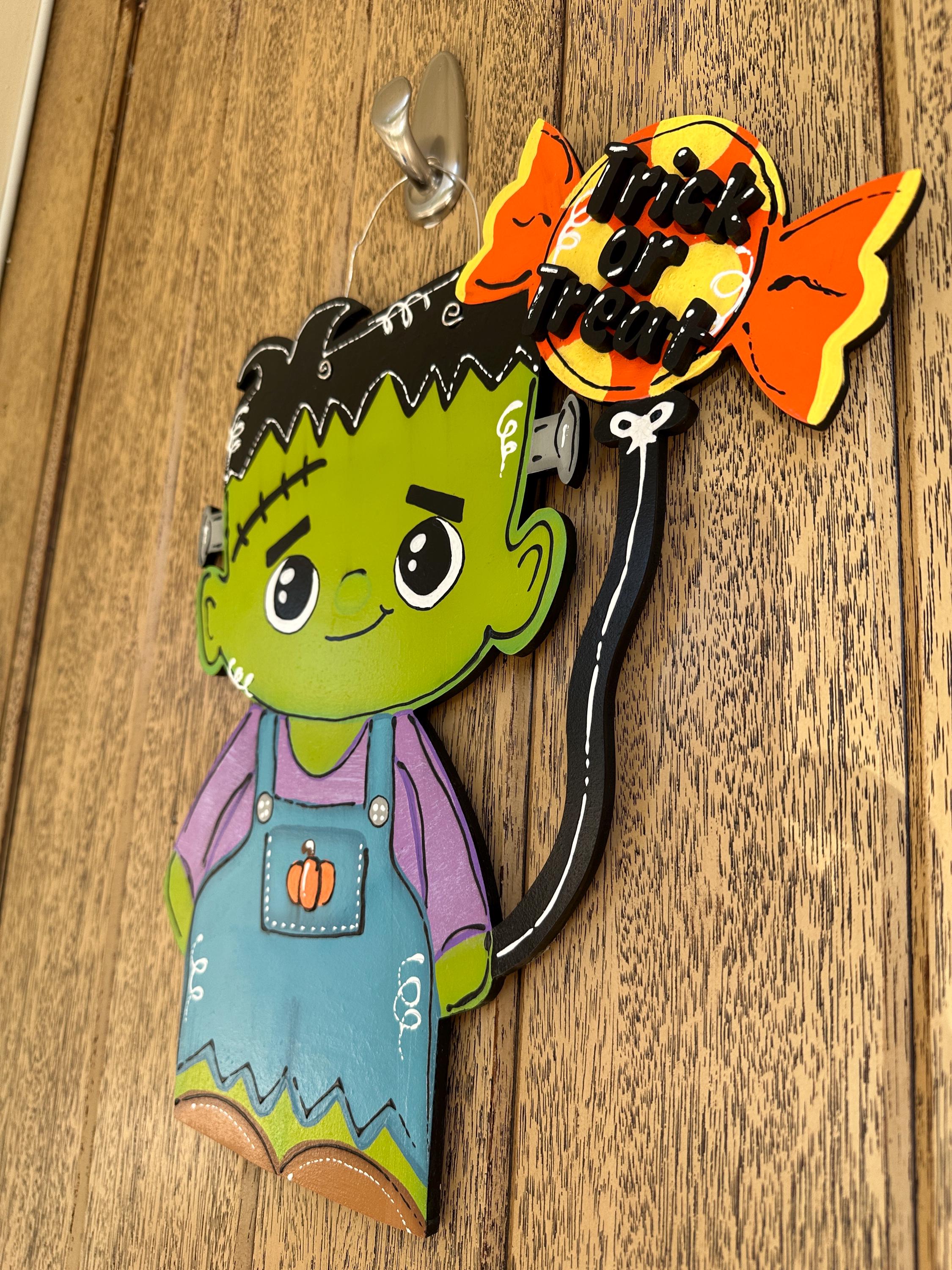 Frankenstein Door Hanger, Cute Frankenstein Door Sign, Frankenstein ...