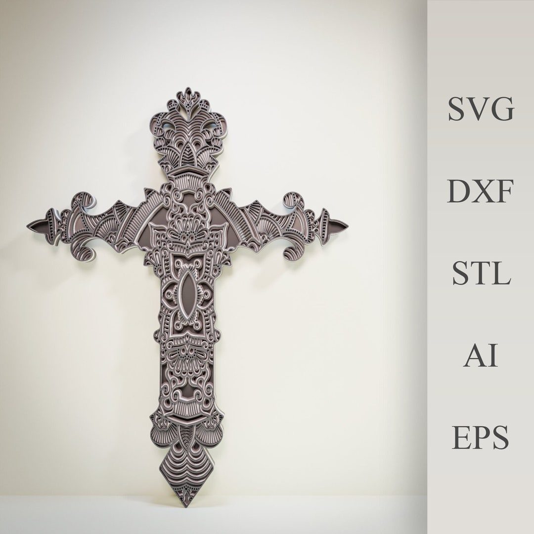 Cross - 4 Multilayer SVG/ Cross - 4 Cut File/ 3D Layer/ Plywood Cutting ...