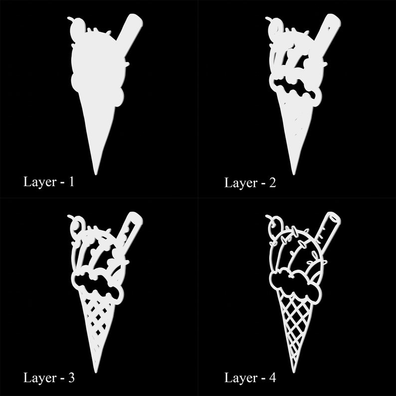 İce Cream Multilayer SVG/ İce Cream Cut File/ 3D Layer/ Plywood Cutting ...