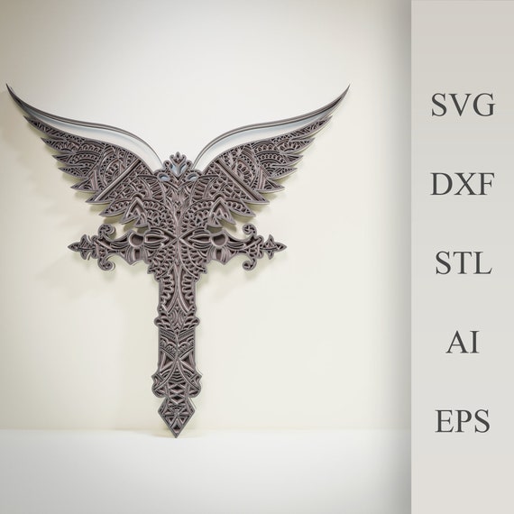 Winged Cross 2 Multilayer SVG/ 3D Layer/ Plywood Cutting/ - Etsy