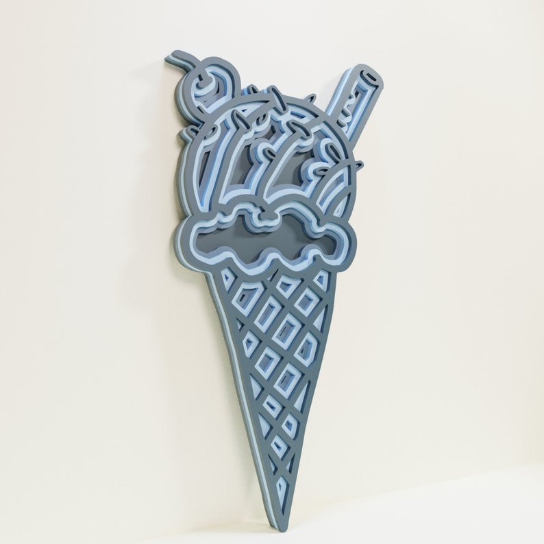 İce Cream Multilayer SVG/ İce Cream Cut File/ 3D Layer/ Plywood Cutting ...