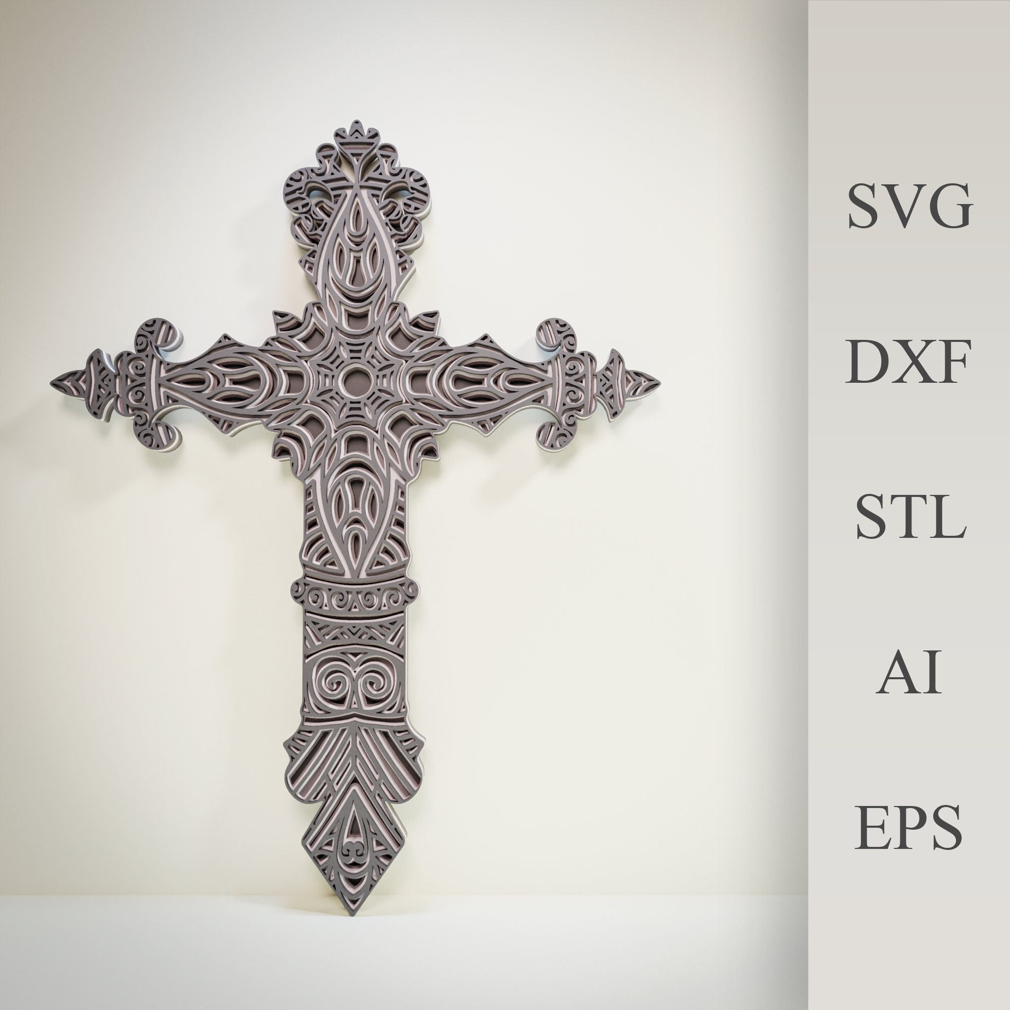 Cross - 3 Multilayer SVG/ Cross - 3 Cut File/ 3D Layer/ Plywood Cutting ...