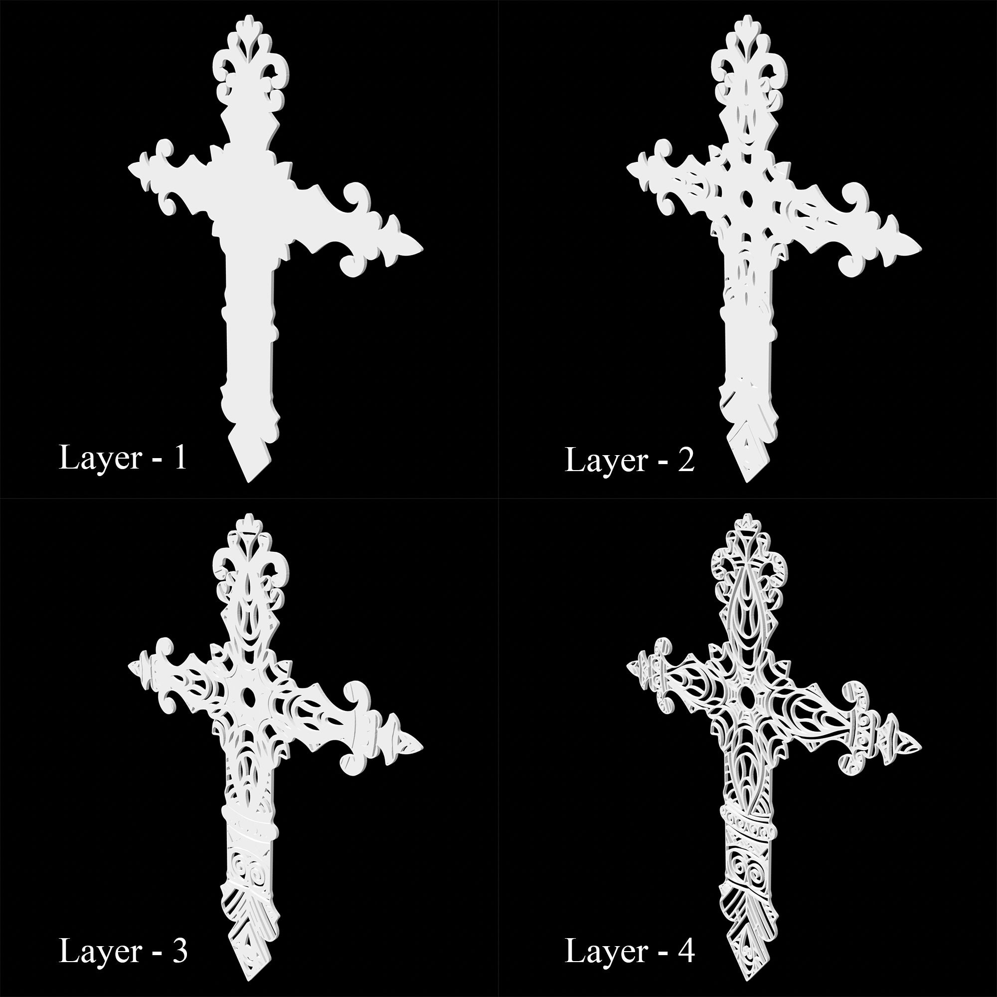 Cross - 3 Multilayer SVG/ Cross - 3 Cut File/ 3D Layer/ Plywood Cutting ...