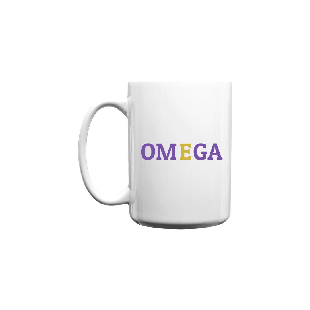 Large Omega Word Coffee Mug - White - Etsy