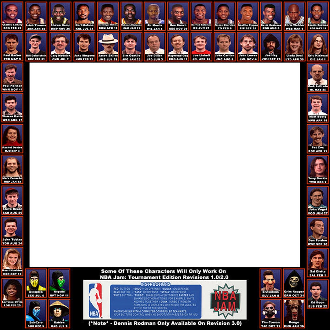 NBA Jam Move List Bezel - Etsy