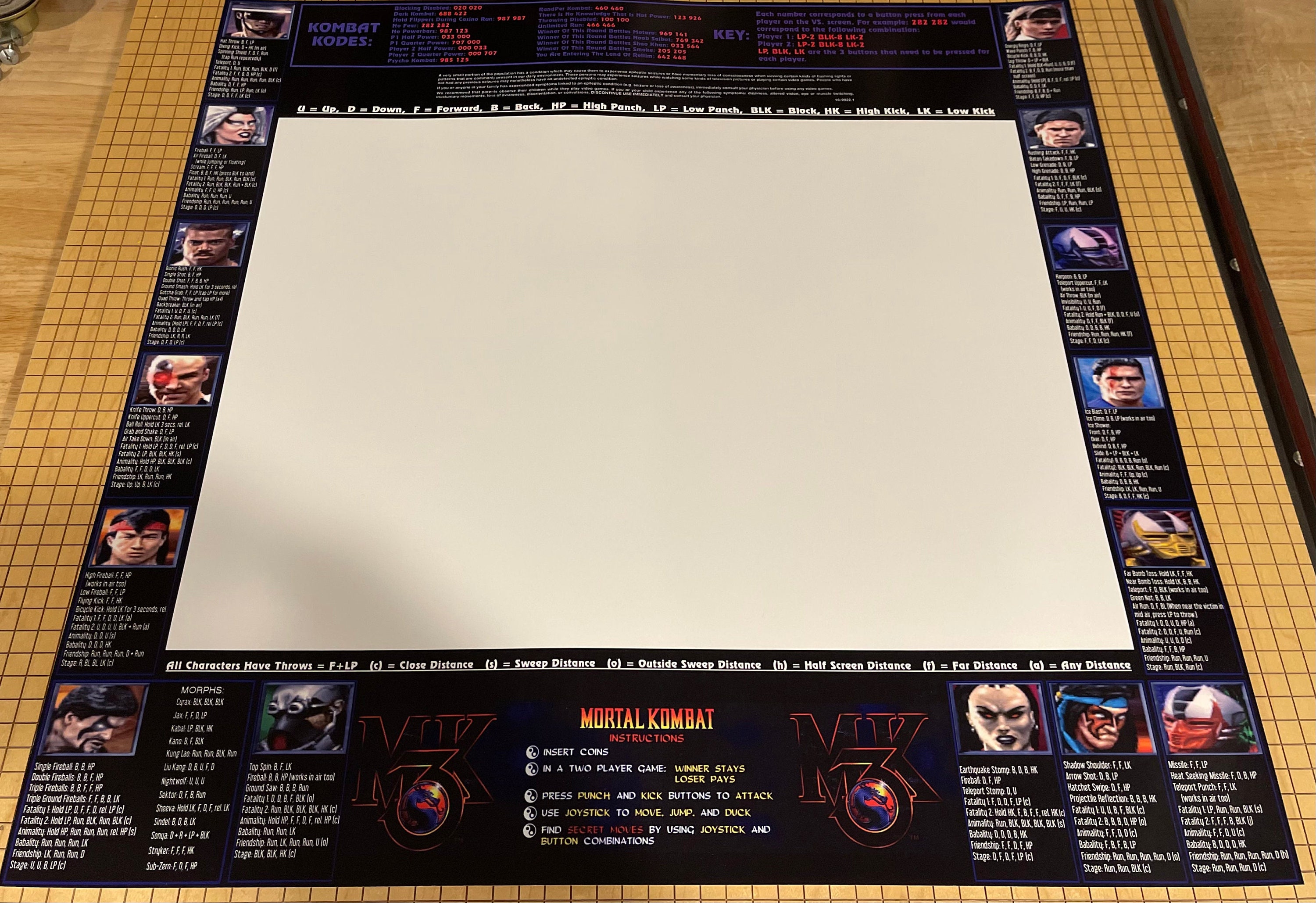 Mortal Kombat 3 Move List Bezel - Etsy